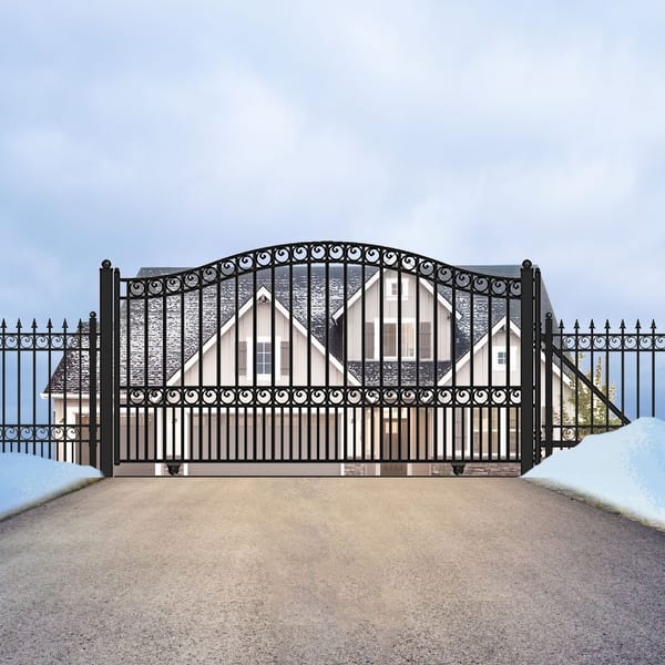 ALEKO Steel Single Sliding 16 ft Driveway Gate Paris Style Black - Bed ...