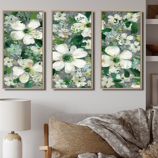 Designart "RW Anemones and Friends" Cottage Framed Wall Decor Set of 3 ...
