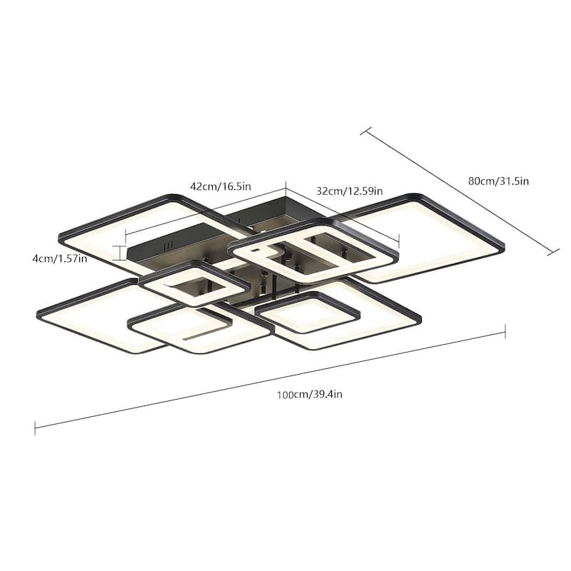 Modern Dimmable LED Ceiling Light Flush Mounted with Remote Control ...
