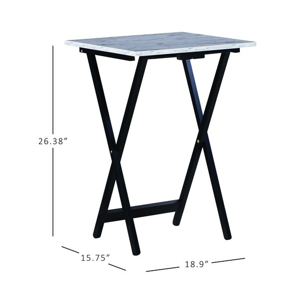 Meisel White Faux Marble Tray Table Set On Sale Bed Bath Beyond 20340215