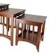 3 Piece Nesting Table with Plank Tabletop and Slatted Sides, Oak Brown ...