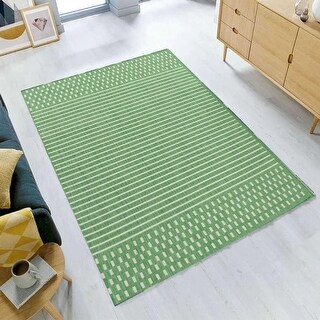Cabana Indoor Outdoor Green Striped Rug 5'3"X7' - 5'3" x 7' - Bed Bath ...