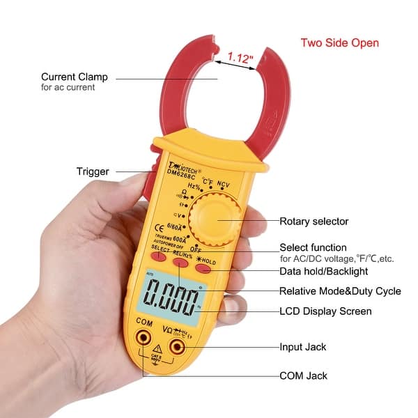 DM6268C Digital Clamp Meter Multimeter Ammeter Voltage ACV DCV Ohm Mini ...