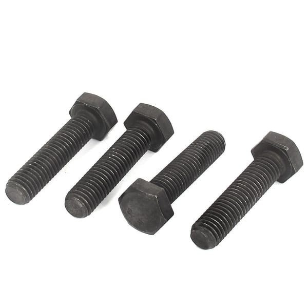 Unique Bargains 4 Pcs M12 x 50mm Black Full Thread Hex Cap Head Screw ...