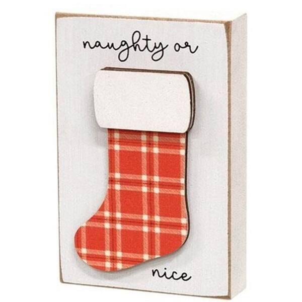 Naughty Or Nice Stocking Block - 4” high by 2.5” wide by .75” deep ...