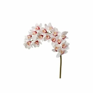 White Grand Cymbidium Orchid Spray Artificial Flower - Bed Bath ...