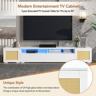 82.6-Inch TV Console with LED Lighting & Spacious Storage for Modern ...