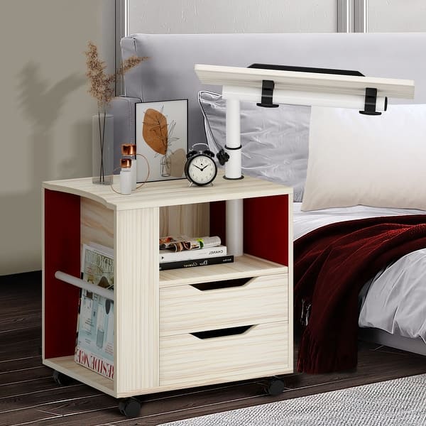 Height Adjustable Nightstand Movable Bedroom Side Table - Bed Bath ...