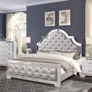 Grand Gloria Tufted Bed with Mirrored Detail - Bed Bath & Beyond - 41476130