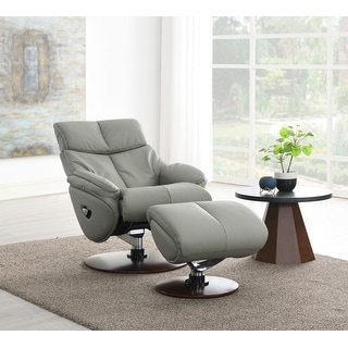 Rutherford Grey and Brown Base Swivel Accent Chair with Ottoman - Bed ...