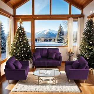 Artsy 3 Pieces Sectional Sofa Set, Tufted Couch Sofa Armchair with ...