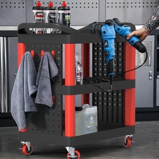 3 Tier Auto Detailing Tool Cart with Wheels Wash Detail Trolley - Bed ...