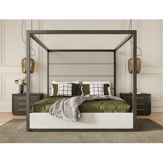Modrest Manhattan Contemporary Canopy Grey Bed - Bed Bath & Beyond ...