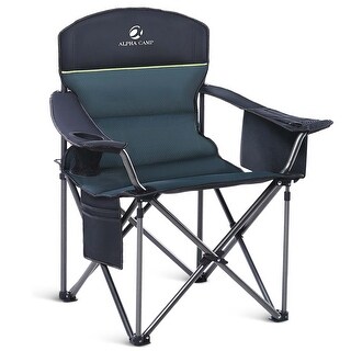 Oversized Heavy Duty Lawn Chair with Cooler Bag Support 450 LBS Steel ...