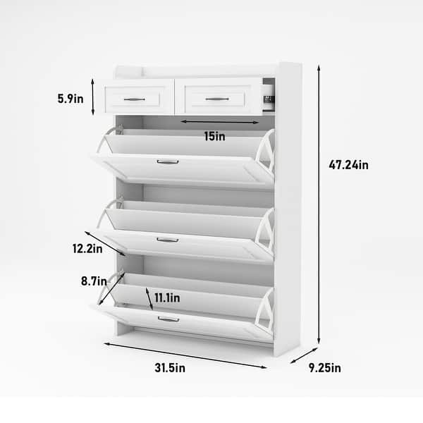 MDF Shoe Cabinet with 2 Drawers and 3 Rotating Drawers - Bed Bath ...