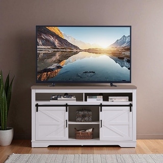 Farmhouse Highboy TV Stand 33" Tall for 65-70" TVs, 60" Top, Sliding ...
