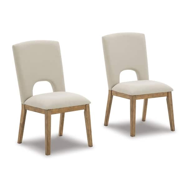 Set of 2 Casual Beige Solid Wood Frame Upholstered Dining Chair - Bed ...