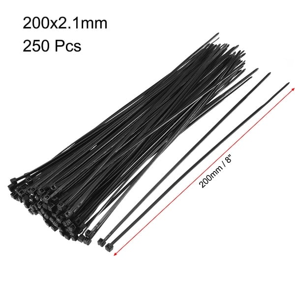 Nylon Cable Ties 4 Inch Self-Locking Zip Ties 0.12 Inch Width 250pcs - Black - 8 x 0.08 Inch (L ...