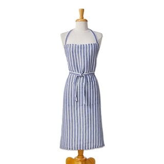 Blue and White Stripe Cotton Cooking Apron - Everyday Kitchen Textile ...