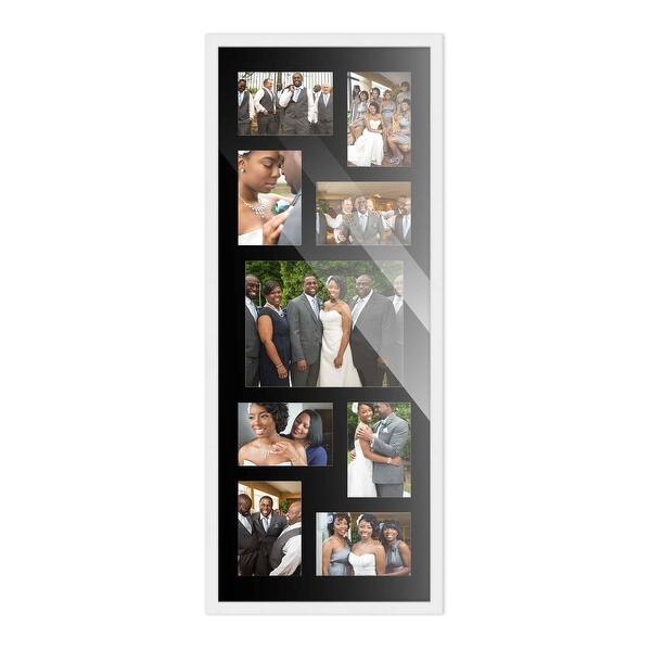 12x32 White Wood Collage Frame with a Black Mat for 8x10 & 4x6 - Bed ...