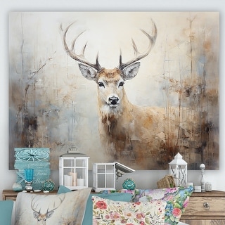 Designart "Minimalism Beige Deer Portrait IV" Deer Animal Wall Art ...