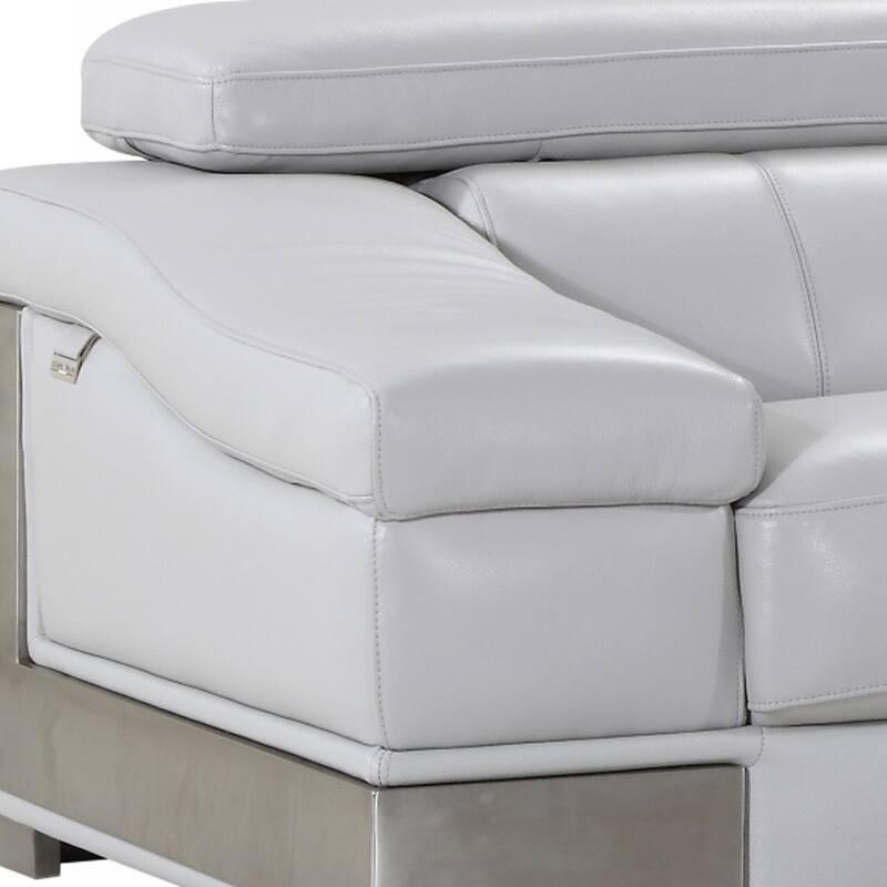 92" Lovely Light Grey Leather Sofa - Overstock - 36063029