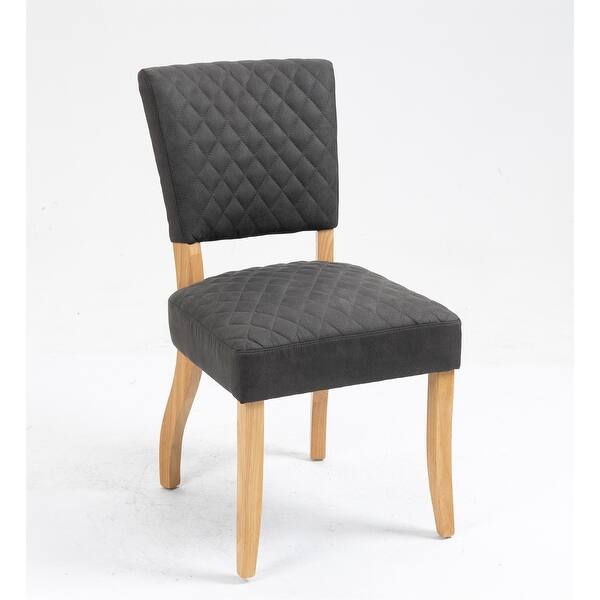 Upholstered Diamond Stitching Leathaire Dining Chair Solid Wood Legs ...