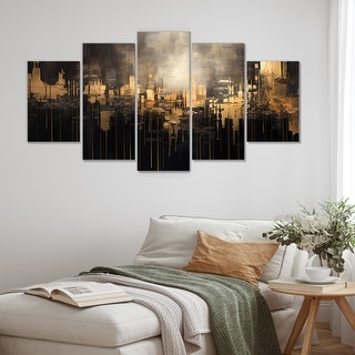 Designart - Future City Dreams NY - Abstract Modern Waves Canvas Set Of ...