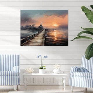 Designart "Pier Misty Morning Pier II" Coastal Pier Wall Art Prints ...