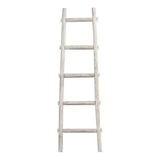 Transitional Style Wooden Decor Ladder with 5 Steps, White - Bed Bath ...