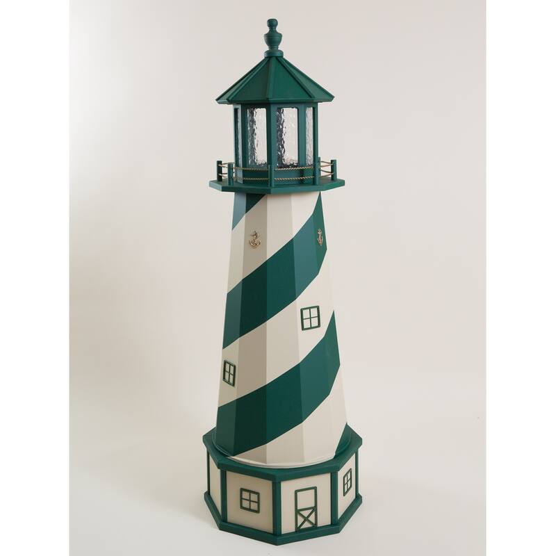 Deluxe Hybrid Poly and Wood Lighthouse with Solar Light - Overstock ...
