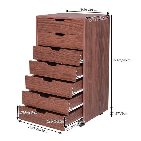 Seven Drawers MDF Wooden Filing Cabinet Dark Walnut Color - Bed Bath ...