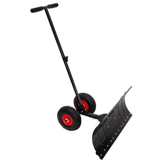 GAZEBEST Snow Shovel With Wheels Heavy Duty Snow Pusher With 10 ...