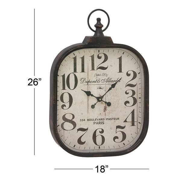 Black Metal Distressed Pocket Watch Style Wall Clock with Ring Finial ...