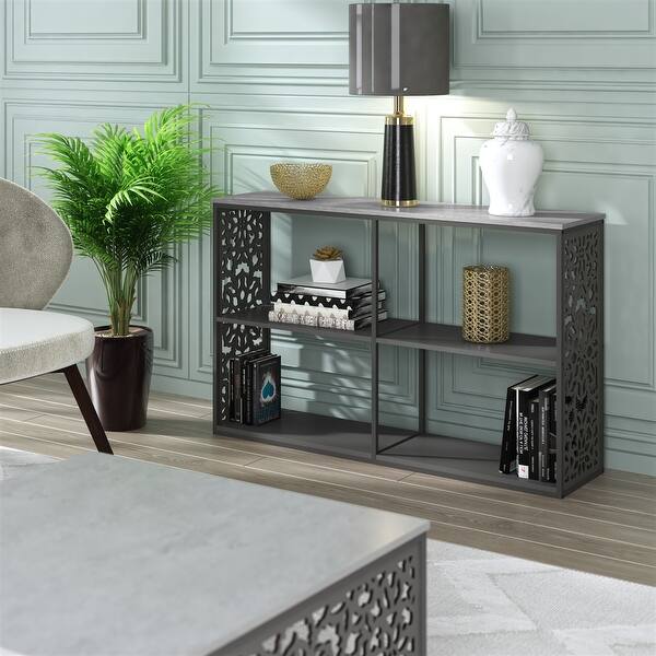 Candence 47.2 in. Concrete Cool Gray Rectangular Wood Wide Console ...