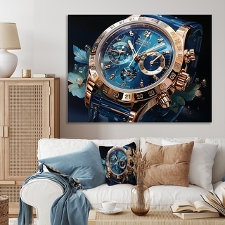 Designart "Blue Luxury Watch Sapphire Timekeeper I" Fashion Wall Art ...