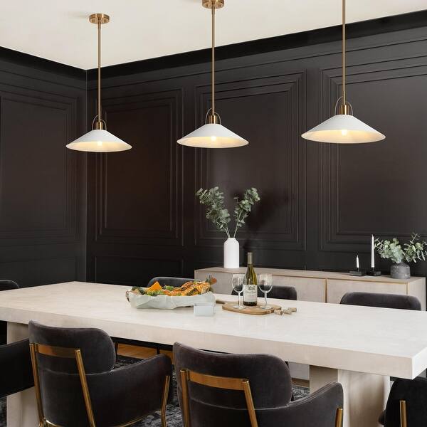 Modern Large 1-Light Metal Cone Pendant Lights Black White Island ...