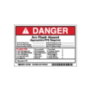 Arc Flash Protection Label, PK 5 - White On Red Header/Black On White ...