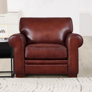 Hydeline Brookfield Waxy Pull-up Top Grain Leather Chair With Feather ...