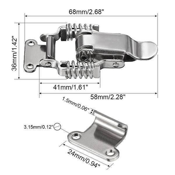 2pcs 201 Stainless Steel Spring Loaded Toggle Latch Catch Clamp 68mm ...