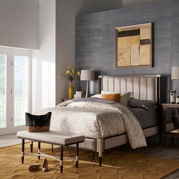 Upholstered headboard and bench store