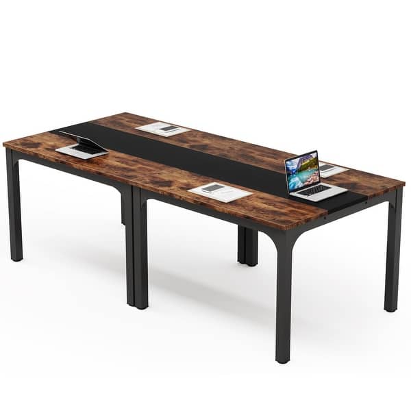 2-Piece Computer Desk for Two Person, Double Office Desks Set - Bed ...