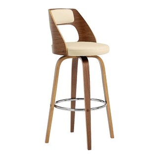 Swivel Bar Stool with Open Design Wooden Back, Cream - Bed Bath ...