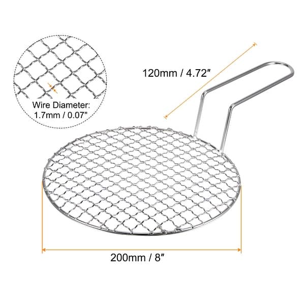 Stainless Steel Grill 8inch Round Barbecue Mesh Outdoor Grill w Handle ...