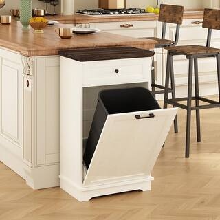 13 Gallon Tilt Out Trash Cabinet, Garbage Recycling Cabinet with ...