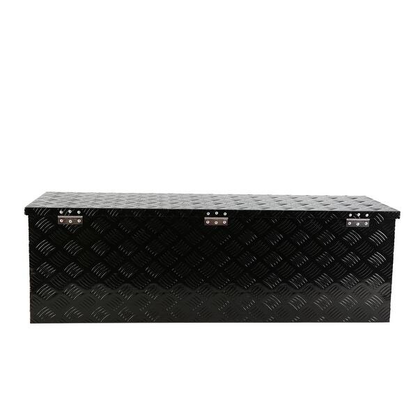 48" Heavy Duty Aluminum Stripes Plated Tool Long Box with Lock and Key ...