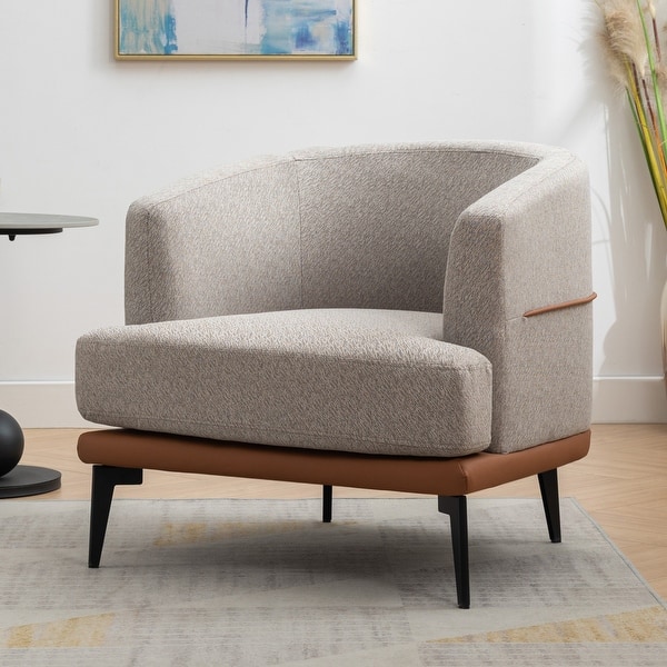 Modern 2-tone Barrel Upholstered Round Arm Chair - Bed Bath & Beyond ...