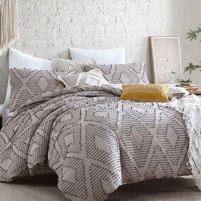 Anahita 100% Cotton Clipped Dot Stripe Jacquard 5-Piece Bedding ...
