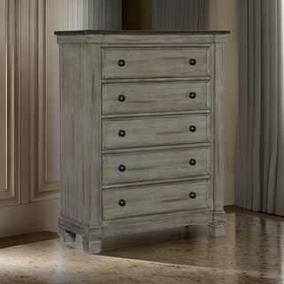 Cadie 53 Inch Tall Dresser Chest, 5 Drawers, Coffee Brown, Antique Gray ...