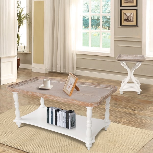 Rustic Farmhouse Cottagecore Coffee Table, Rectangle Accent End Table ...
